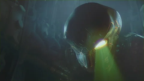 Evil laughing robot with glowing eyes. 4... | Stock Video | Pond5