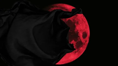 Evil red full moon aka blood moon behind... | Stock Video | Pond5