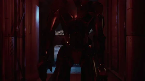 Evil robot soldiers enter the space scie... | Stock Video | Pond5