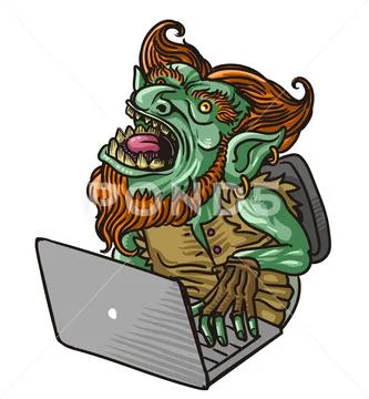 Evil troll using a computer ~ Clip Art ~ Download #131861883