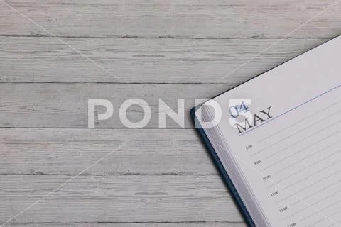 Exact date in the new diary. Important event and note space for May 4 ...