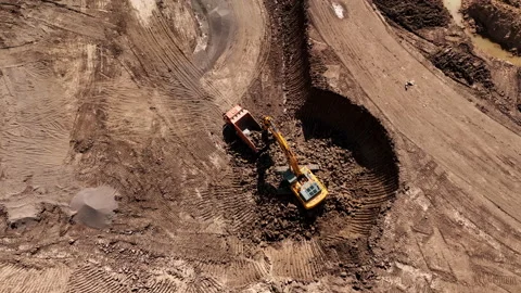 Excavator during clay mining. mining in... | Stock Video | Pond5