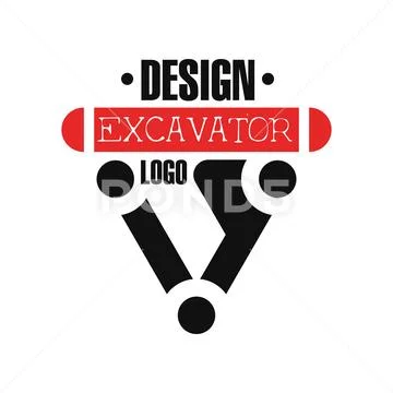 Excavator logo, backhoe service label vector Illustration: Royalty Free ...