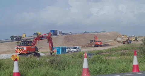 Excavators Digging at A30 Chiverton to C... | Stock Video | Pond5