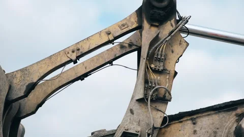 Excavator's parts close-up. The structur... | Stock Video | Pond5