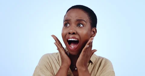 Excited, black woman and winner face fro... | Stock Video | Pond5