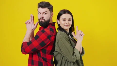 Excited funny young couple two friends m... | Stock Video | Pond5