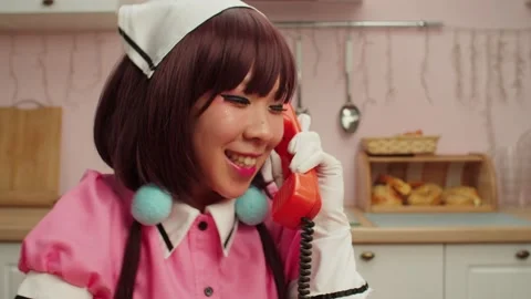 Excited lovely Asian woman in cosplay co... | Stock Video | Pond5