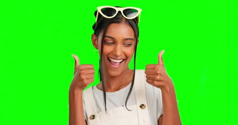 Excited thumbs up, green screen face or ... | Stock Video | Pond5