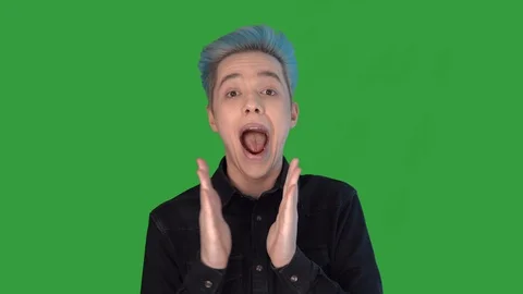 Excited young man clapping hands. Funny ... | Stock Video | Pond5