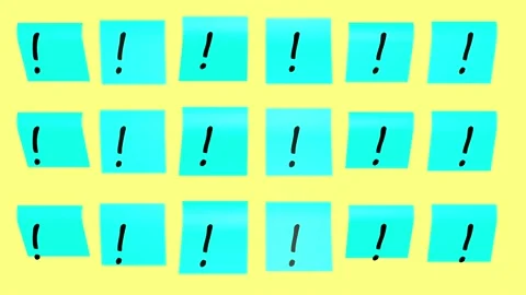 Exclamation marks written on sticky note... | Stock Video | Pond5