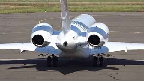 Executive Jet Back view and moves to the... | Stock Video | Pond5