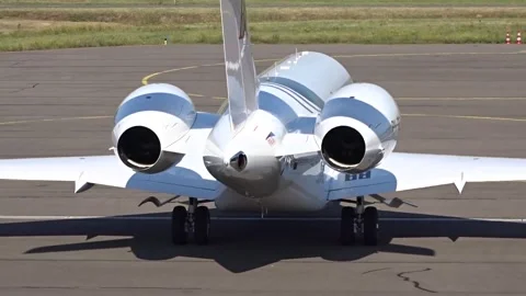 Executive Jet Back view and moves to the... | Stock Video | Pond5