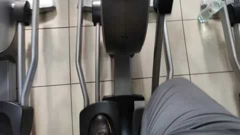 Exercises on a walking simulator. Top vi... | Stock Video | Pond5