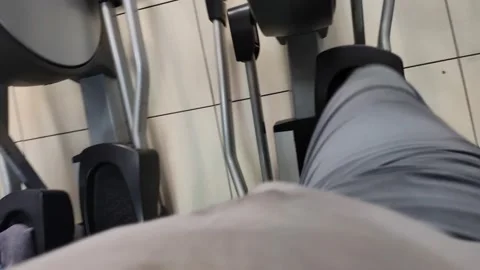 Exercises on a walking simulator. Top vi... | Stock Video | Pond5