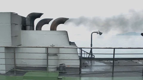 Exhaust pipe on the boat deck. | Stock Video | Pond5