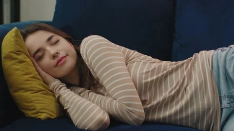 Exhausted young sleepy woman falling dow... | Stock Video | Pond5