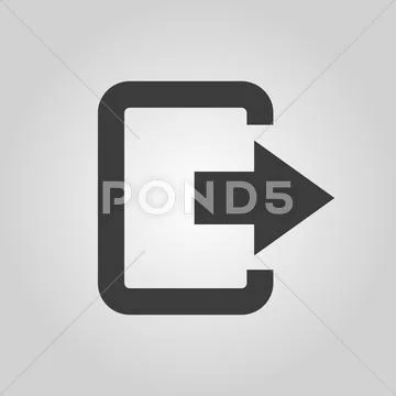 The exit bag icon. Logout and output, outlet, out symbol. Flat: Graphic ...
