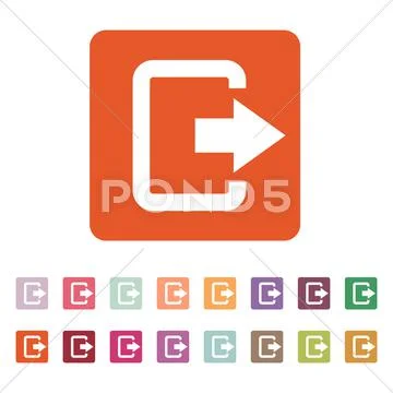 The exit bag icon. Logout and output, outlet, out symbol. Flat: Graphic ...