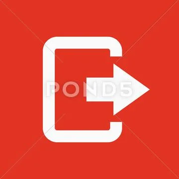 The exit bag icon. Logout and output, outlet, out symbol. Flat: Royalty ...