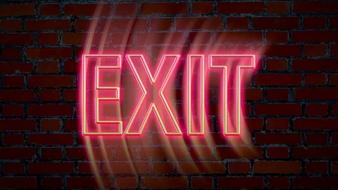 Exit illuminated neon pink sign on brick... | Stock Video | Pond5