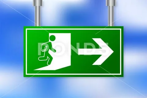 Exit sign. Emergency fire exit sign. Vector illustration.: Graphic ...