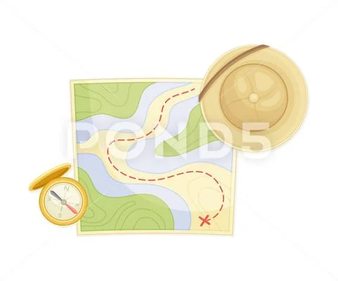 Expedition Map Depicting Geography and Route of Tourist Journey with ...