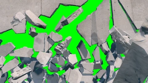Exploding Concrete Wall Crumbles Green S... | Stock Video | Pond5