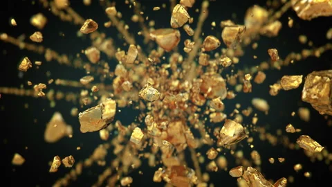 Exploding gold gemstones in 4K | Stock Video | Pond5