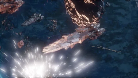 Exploding Spaceship Hit During Earth-Orb... | Stock Video | Pond5