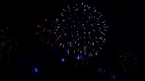 Exploding Sparkles in Dark Sky, Firework... | Stock Video | Pond5