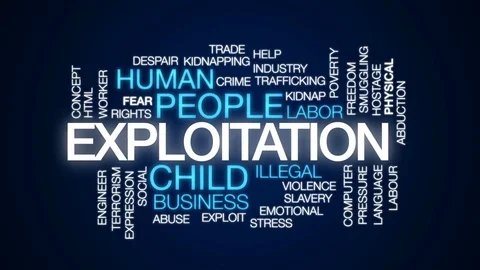 Exploitation animated word cloud, text d... | Stock Video | Pond5