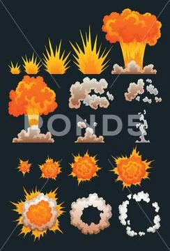 Explosion animation. Animation for game of the explosion effect. Cartoon: Royalty Free #295638890
