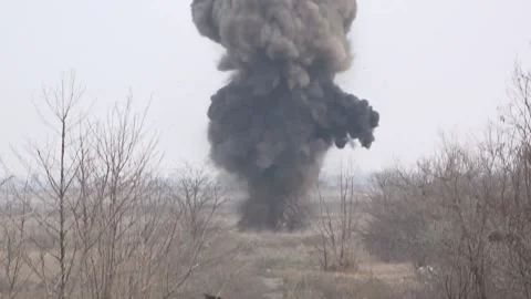 Explosion anti tank mine in the field, K... | Stock Video | Pond5
