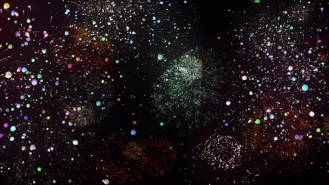 Explosion of colorful fireworks on a bla... | Stock Video | Pond5