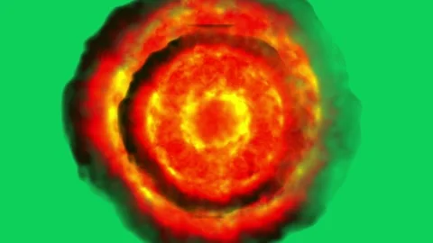 Explosion Of fire ball effect on green s... | Stock Video | Pond5