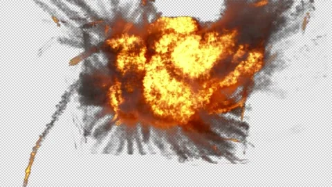 explosion with fire on transparent backg... | Stock Video | Pond5