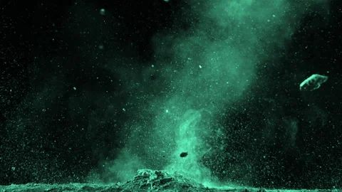Explosion of green smoke - dust - soil p... | Stock Video | Pond5