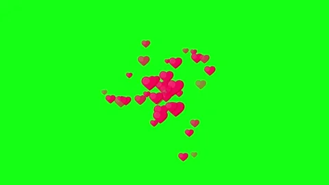 Explosion love hearts animation on green... | Stock Video | Pond5