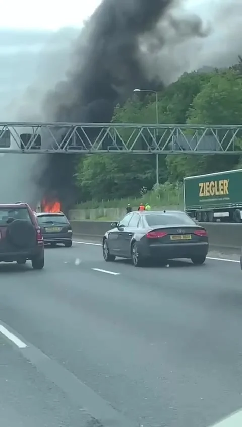 Explosion From M25 Lorry Fire, London, E... | Stock Video | Pond5