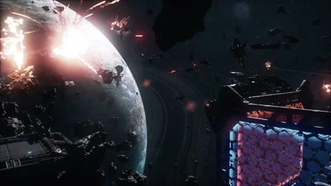The explosion of the spaceship in Battle... | Stock Video | Pond5