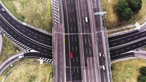 Expressway top view, Top view over the h... | Stock Video | Pond5