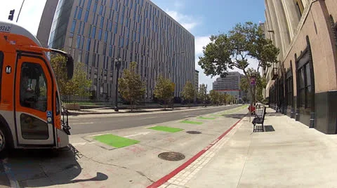 Extended Length Metro Bus In Downtown Lo... | Stock Video | Pond5
