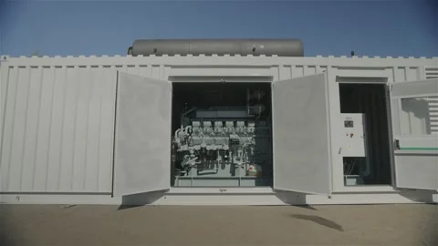 Exterior of a large industrial generator... | Stock Video | Pond5