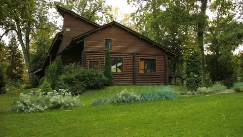 Exterior of the modern wooden house in t... | Stock Video | Pond5