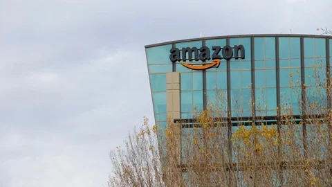 Exterior shot of an Amazon logo on the S... | Stock Video | Pond5