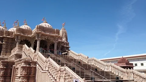 Exterior view of the famous BAPS Shri Sw... | Stock Video | Pond5