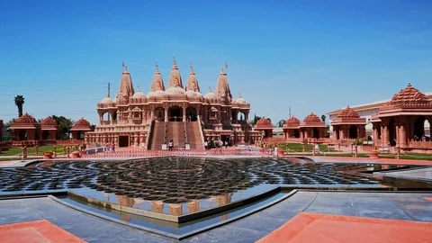 Exterior view of the famous BAPS Shri Sw... | Stock Video | Pond5