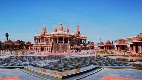 Exterior view of the famous BAPS Shri Sw... | Stock Video | Pond5