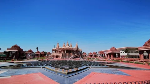 Exterior view of the famous BAPS Shri Sw... | Stock Video | Pond5